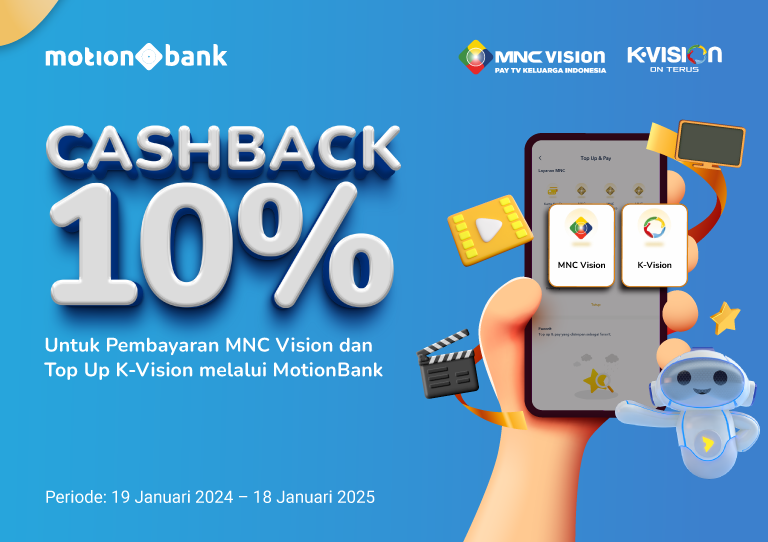 Cashback 10% Pembayaran MNC Vision & Top Up K-Vision - MotionBank